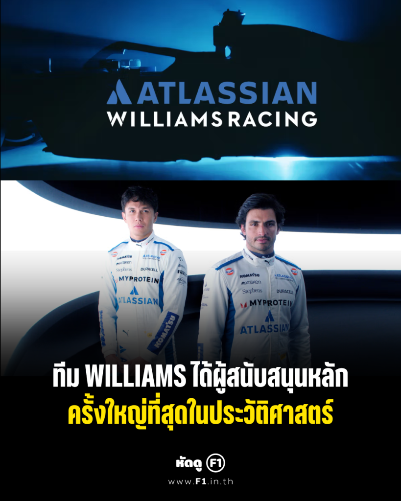 Williams ได้ Atlassian เป็นผู้สนับสนุนใหม่ - หัดดู F1